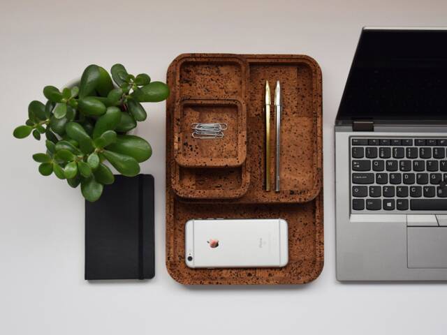 Natural Cork Office Tray Set, Stackable Desk Organizer by Etsy ...