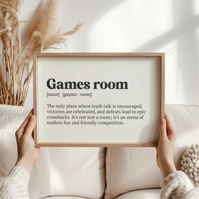 Games Room Definition Print - Fun & Playful Wall Art For Game Lovers ...