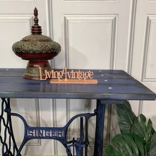 Singer Sewing Machine Table Yakisugi Technique Industrial Style Console ...