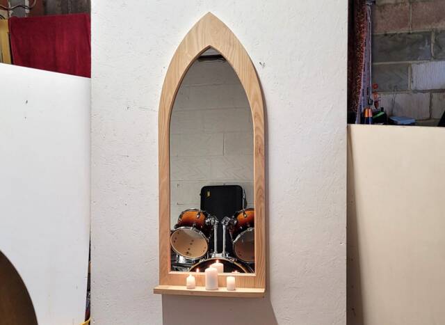 Unusual Gothic Arch Shaped Solid Wooden English Ash Full Length Wall ...