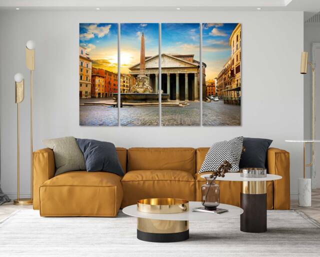Pantheon in Rome At Sunset Photo Printing On Canvas, Architecture Of ...