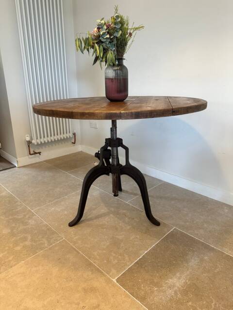 Foret Jameson Adjustable Height Crank Rustic Circle Solid Wood Chunky ...