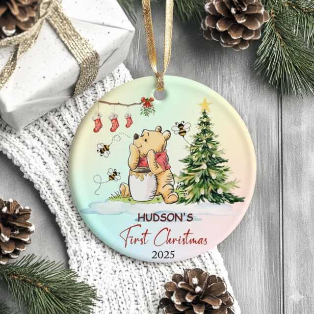 Personalized Winnie The Pooh Keepsake Christmas Ornament, Baby's First ...