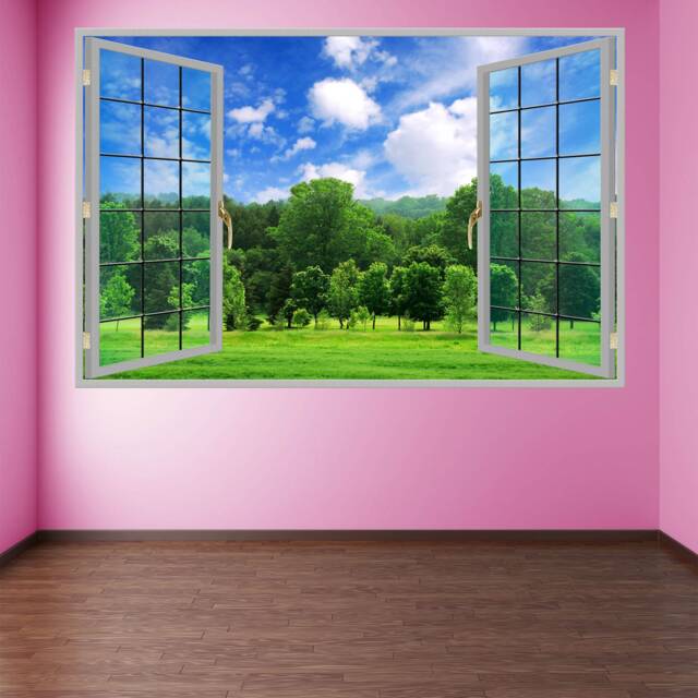 Blue Sky Clouds Forest Trees Wall Decal Sticker Mural Poster Print Art ...