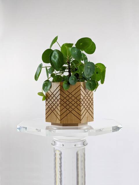 Oak Planter - Solid Oak Octagonal Indoor Planter, Cache, Wooden Plant ...