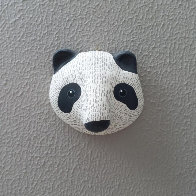 Animal Head Wall Hanging, Panda Bear, Kids Decor, Paper Mache, Faux ...