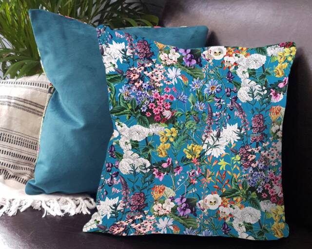 Bright Floral Velvet Cushion Cover, Luxury Sofa Cushion, Scatter ...