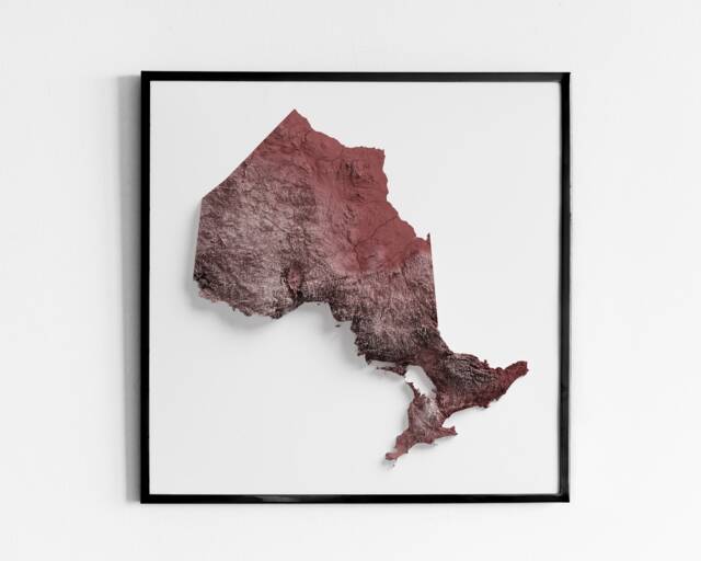 Ontario - Shaded Relief Map Natural Topography by Etsy | ufurnish.com