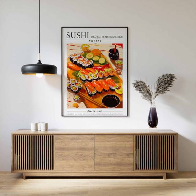 Food Print, Sushi Kitchen Decor, Poster, Art, Wall Asian Japanese ...