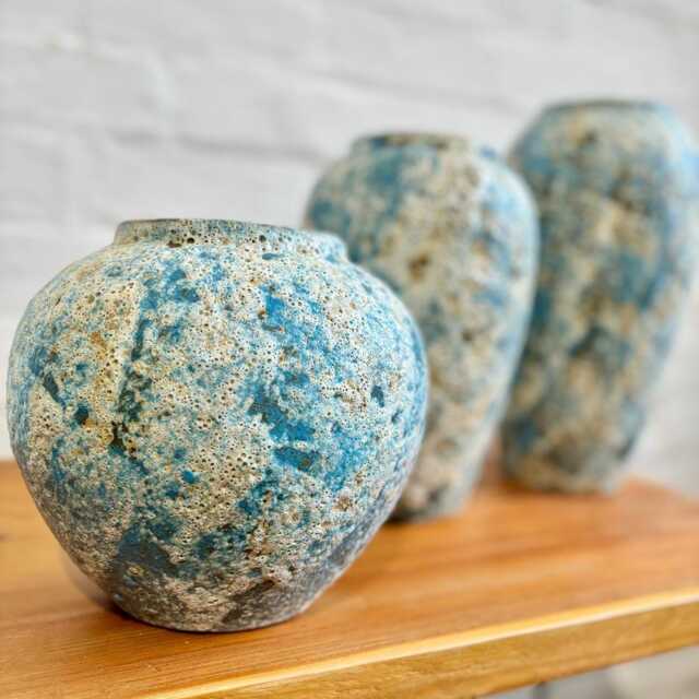 Ceramic Vase - Distressed Reactive Glaze, Rustic Faux Stone Effect ...