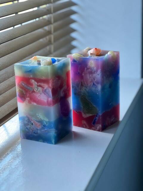 Rainbow Candles - Rectangular Pillar Candles- Chunky Colourful Block ...