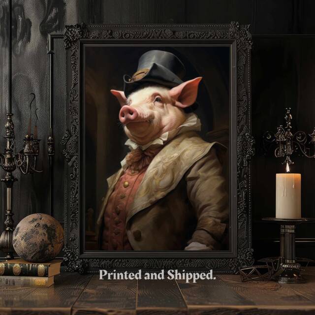 Victorian Pig Wall Art Print, Portrait Of Aristocrat Gentleman Hog ...