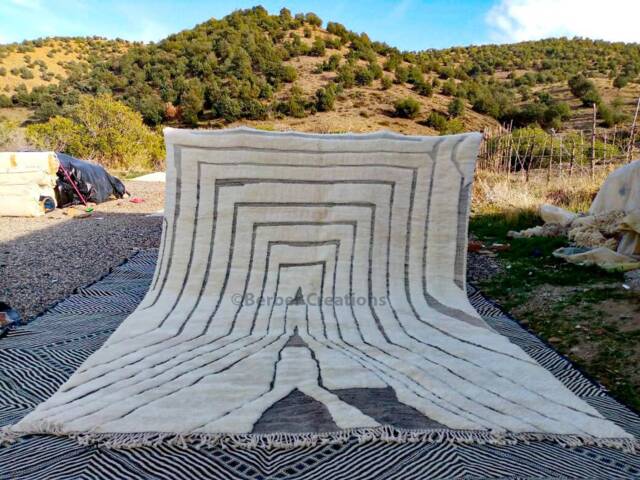 Moroccan Rug White, Berber Carpet, Genuine Wool , Moroccan 8x10, Beni ...