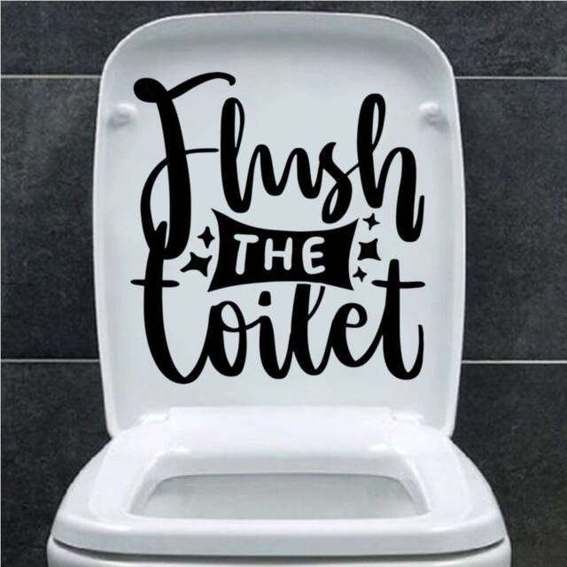 Flush The Toilet Cute Stickers - Bathroom D??cor Sticker Lid Decal Wall ...