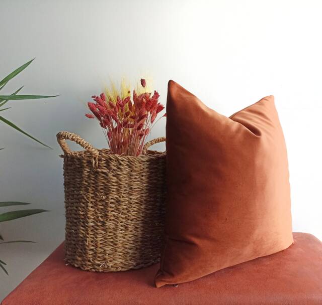 Cotton Velvet Rust Pillow Cover Luxury Decorative Covers Terracotta Orange Throw Pillows Custom ...