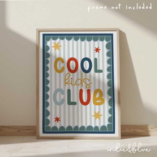 Cool Kids Club Print in Bright Colours, Scalloped Retro Bedroom ...