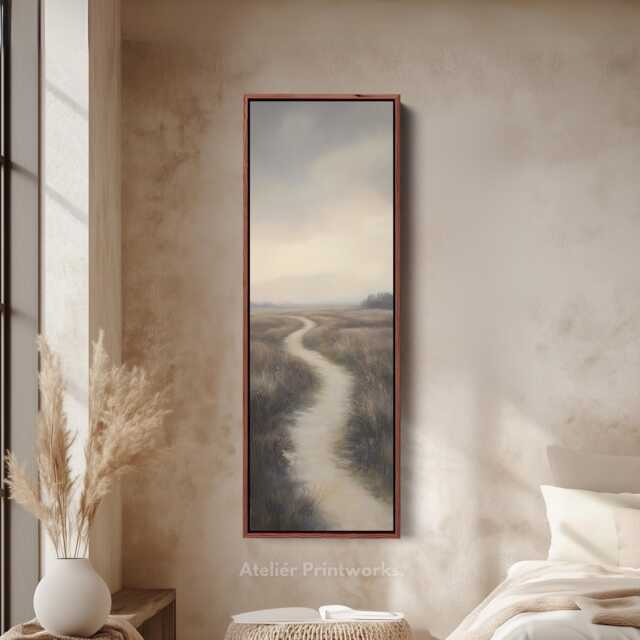 Nature Painting Canvas Tall Narrow Artwork, Skinny Canvas Long Wall Art ...