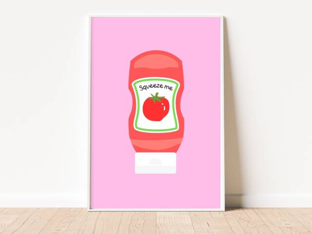 "Tomato Ketchup Art Print - Squeeze Me Heinz Poster Pink Kitchen ...
