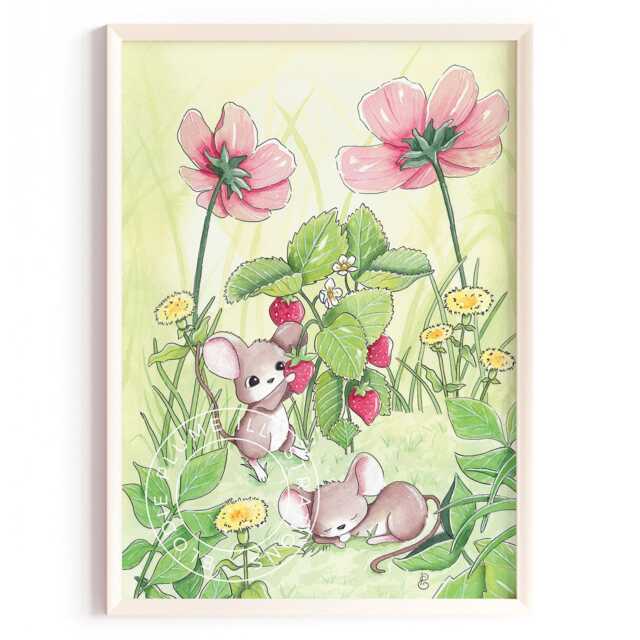 Illustration Picking Little Mice, Poster & Card, Stationery, Gift Idea ...