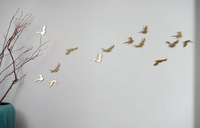 Bird Wall Art, Brass 14 Pieces, Black, Metal, Copper, Steel Birds ...