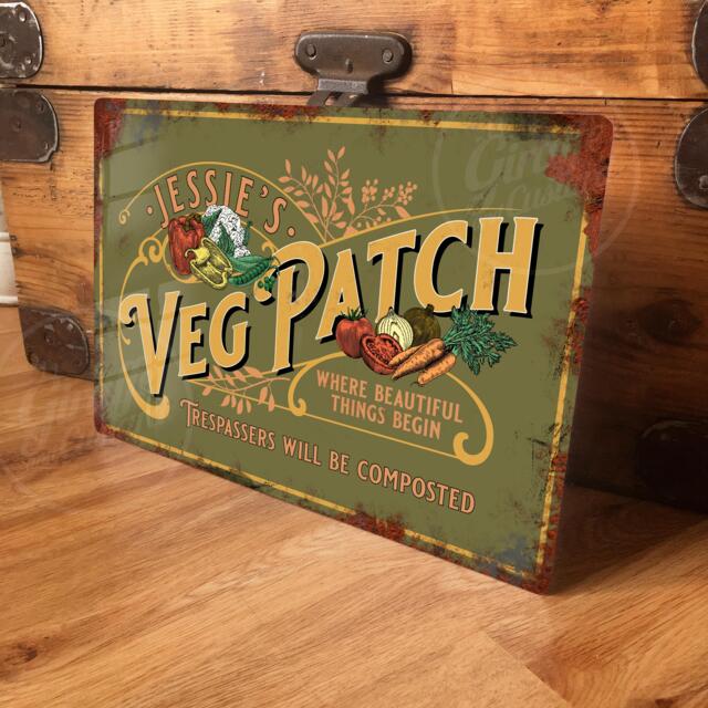 Personalised Veg Patch Sign Metal Garden Allotment Wall Door Decor ...