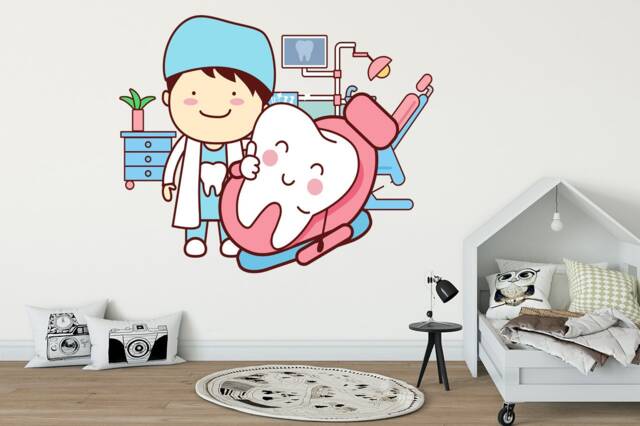 Dentist Wall Decal Baby Tooth Print Doctor Kids Art Nursery Sticker Kid ...