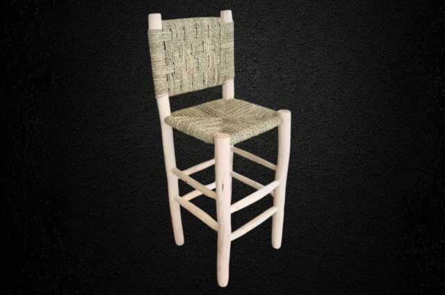 Handcrafted Moroccan Bar Stool With Palm Leaf Cord - Boho Rustic ...