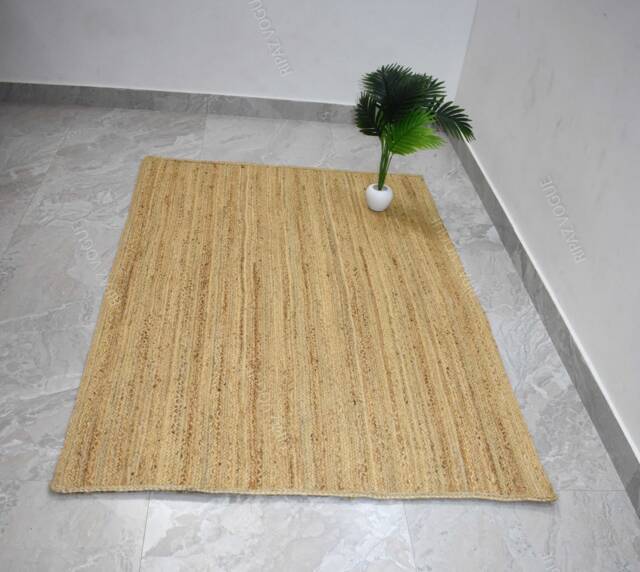 Jute Rug Handmade Natural Braided Area Bohemian Rustic Look 2x2 3x3 4x4 ...