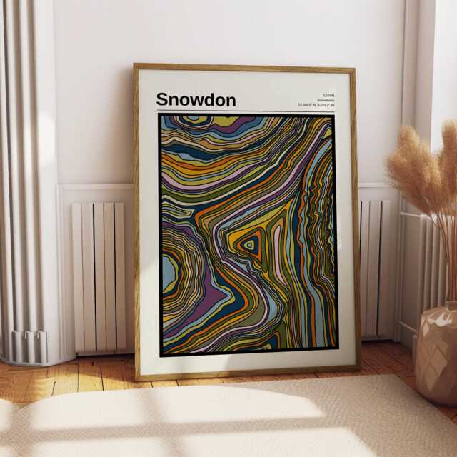 Snowdon Mountain Contour Print Modern Minimalist Art, Free ...