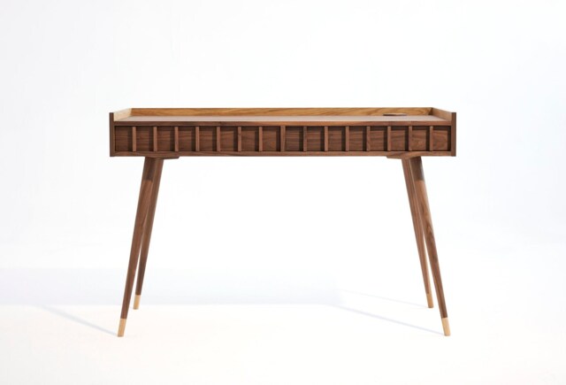 Walnut Office Desk With Two Solid Walnut Drawers & Legs, Bureau, Mid ...