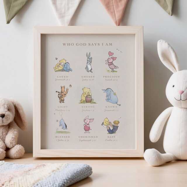Classic Winnie The Pooh Wall Art, Christian Nursery Decor, Kids ...