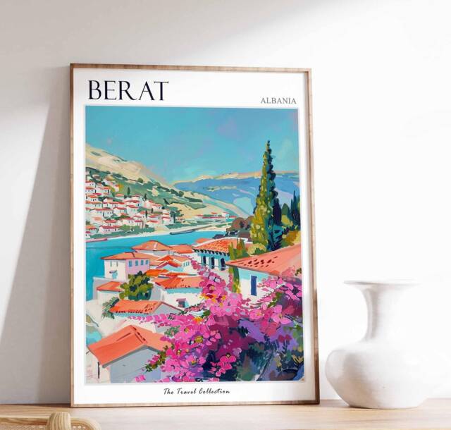 Berat Albania Travel Poster Ottoman Architecture Art Print by Etsy ...