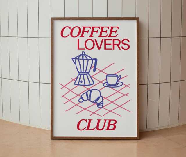 Coffee Lovers Club Print - Wall Art A3 A4 A5 Unframed Kitchen Drink ...
