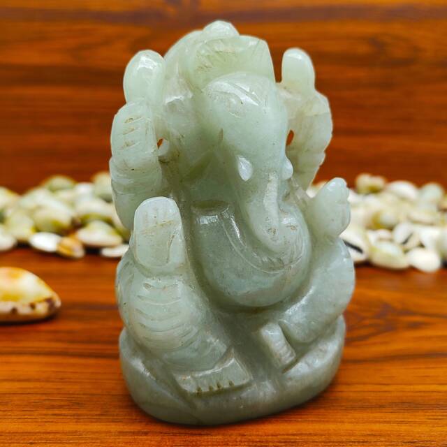 Natural Light Green Aventurine Ganesh-Gemstone Ganesh-Ganesh Statue ...