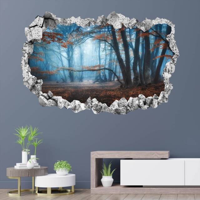 Dark Forest Trees Autumn Wall Decal Sticker Mural Poster Print Art Home ...