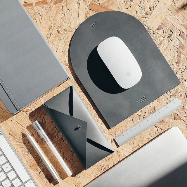 Leather Mouse Pad Mat, Personalised Handmade Mousepad, Minimal Mousemat ...