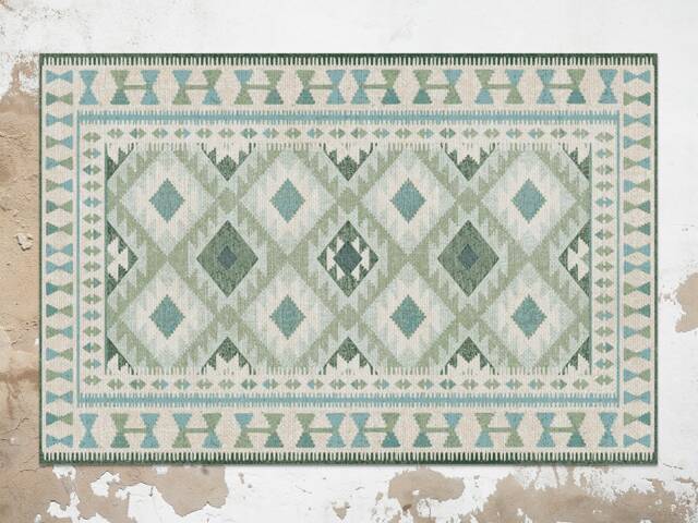 Green Nordic Carpet Vinyl Mat, Floor Beige Rug, Linoleum PVC Decorative ...