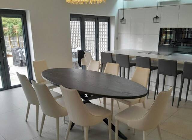 Bespoke Solid Wood Oval Dining Table With Prism Base/Spider Pedestal ...
