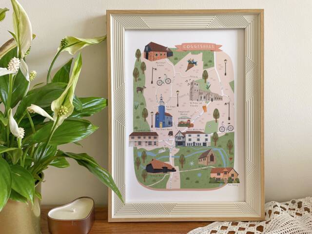 Coggeshall Map, Illustrated Map Of Coggeshall, Poster, Print, Art ...