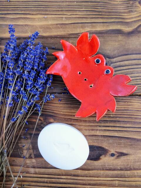 Soap Dish, Handmade Ceramic Crab Soap Clay Bathroom Accessories, Cute ...