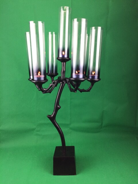 Handmade 7 Arm Traditional Wedding Candelabra Glass Shade Metal Candle ...