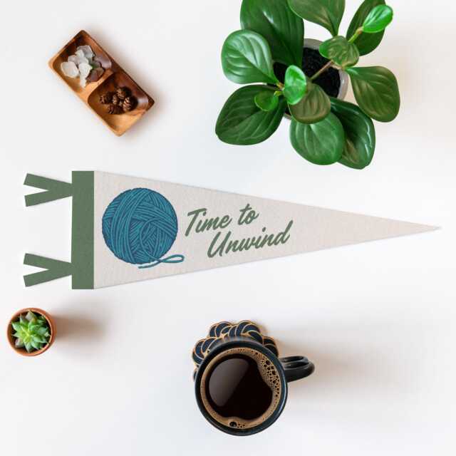 Time To Unwind Felt Pennant - Vintage Knitting Banner, Funny Crochet ...