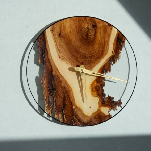 Solid Wood Clock, Resin Wall Clock, Epoxy Wooden Nature Rustic Wall ...