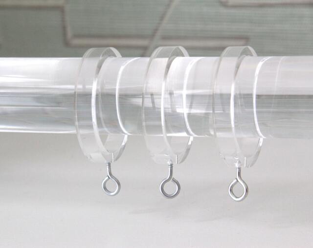 Clear Curtain Rings For 1.37 Or 1.5 Inch Diameter Drapery Rod, Lucite ...