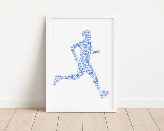 Personalised Male Runner Print Framed - Custom Word Wall Art Picture ...
