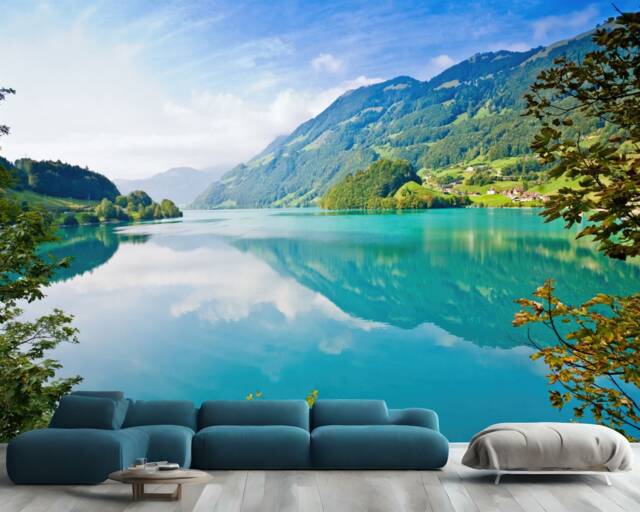 Nature Lake & Mountain Home Decor Gift, Art Print Photomural Wallpaper ...