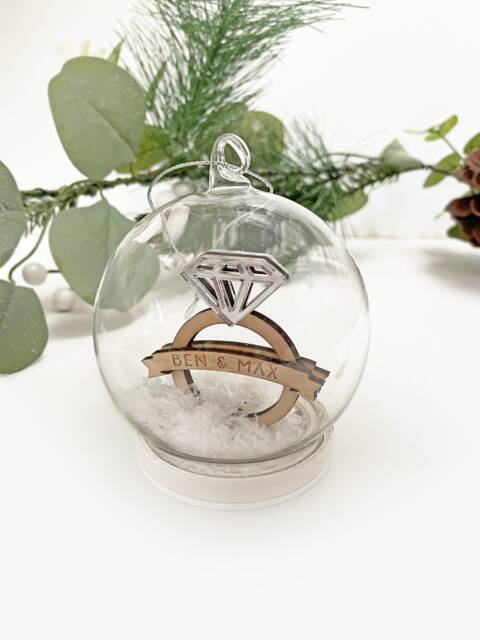 Engagement Snow Globe Glass Bauble - She Said Yes, Engagement Gift ...