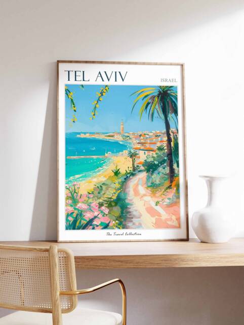 Tel Aviv Poster, Travel Print, Israeli Decor, Jewish Wall Art, Israel ...