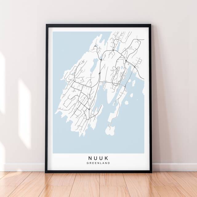Nuuk Town Map Print Poster Minimalist Home Greenland Wall Art Decor by ...