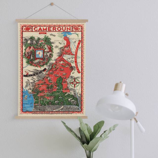 Cameroon Map From 1950 Framed Canvas Print- Wall Art Prints- Art- Ready ...